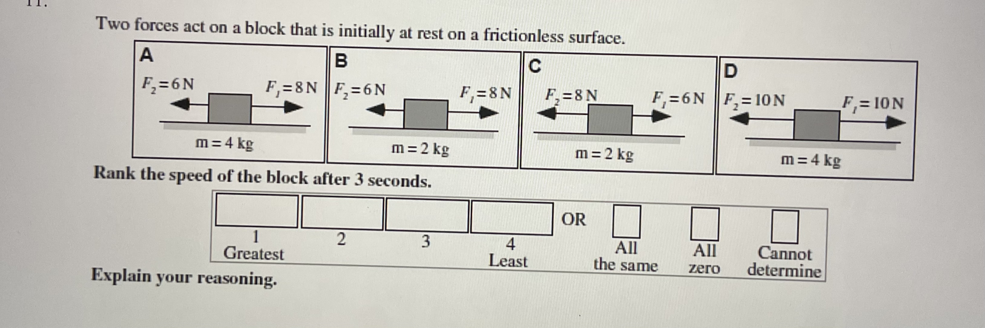 Solved Two forces act on a block that is initially at rest | Chegg.com