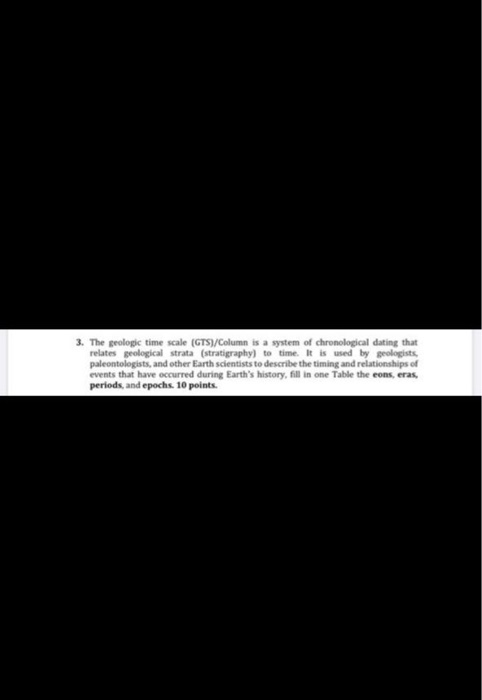 Solved 3. The geologic time scale (GTS)/Column is a system | Chegg.com