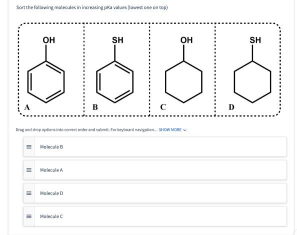 Solved Sort the following molecules in increasing pKa values | Chegg.com