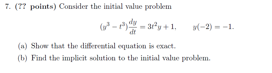 Consider the initial value problem (y3-t3) dy/dt | Chegg.com