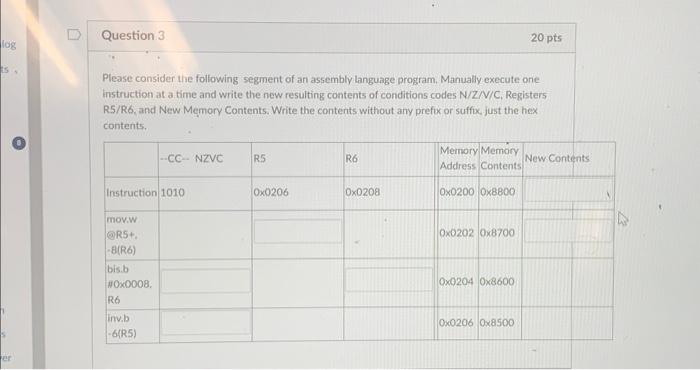 Please consider the following segment of an assembly | Chegg.com