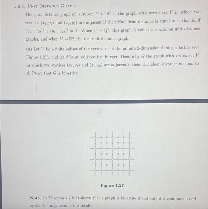 1.6.4. UNIT DISTANCE GRAPH. The unit distance graph | Chegg.com