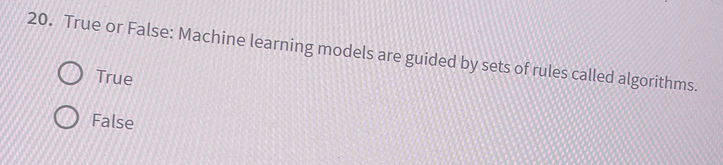 Solved True or False: Machine learning models are guided by | Chegg.com