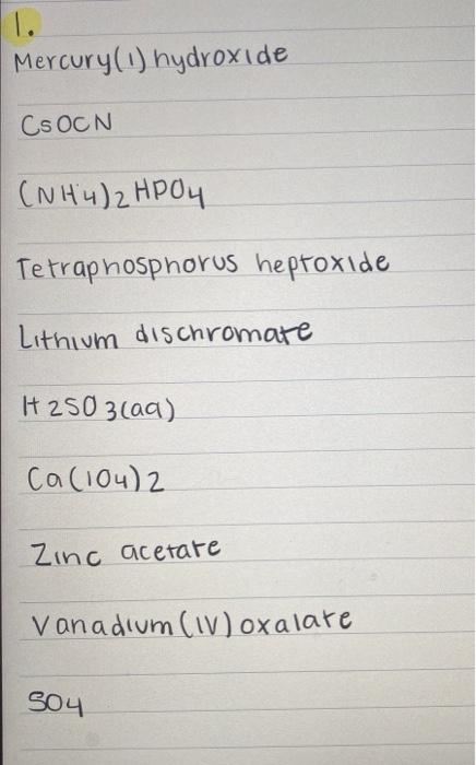 Solved 1. Mercury() hydroxide CsOCN (NH4)2HPO4 | Chegg.com