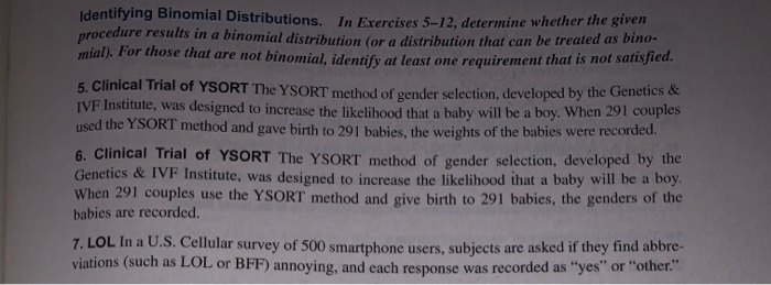Solved Identifying Binomial Distributions. In Exercises | Chegg.com