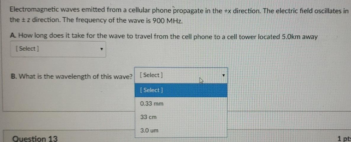 Solved Electromagnetic waves emitted from a cellular phone | Chegg.com