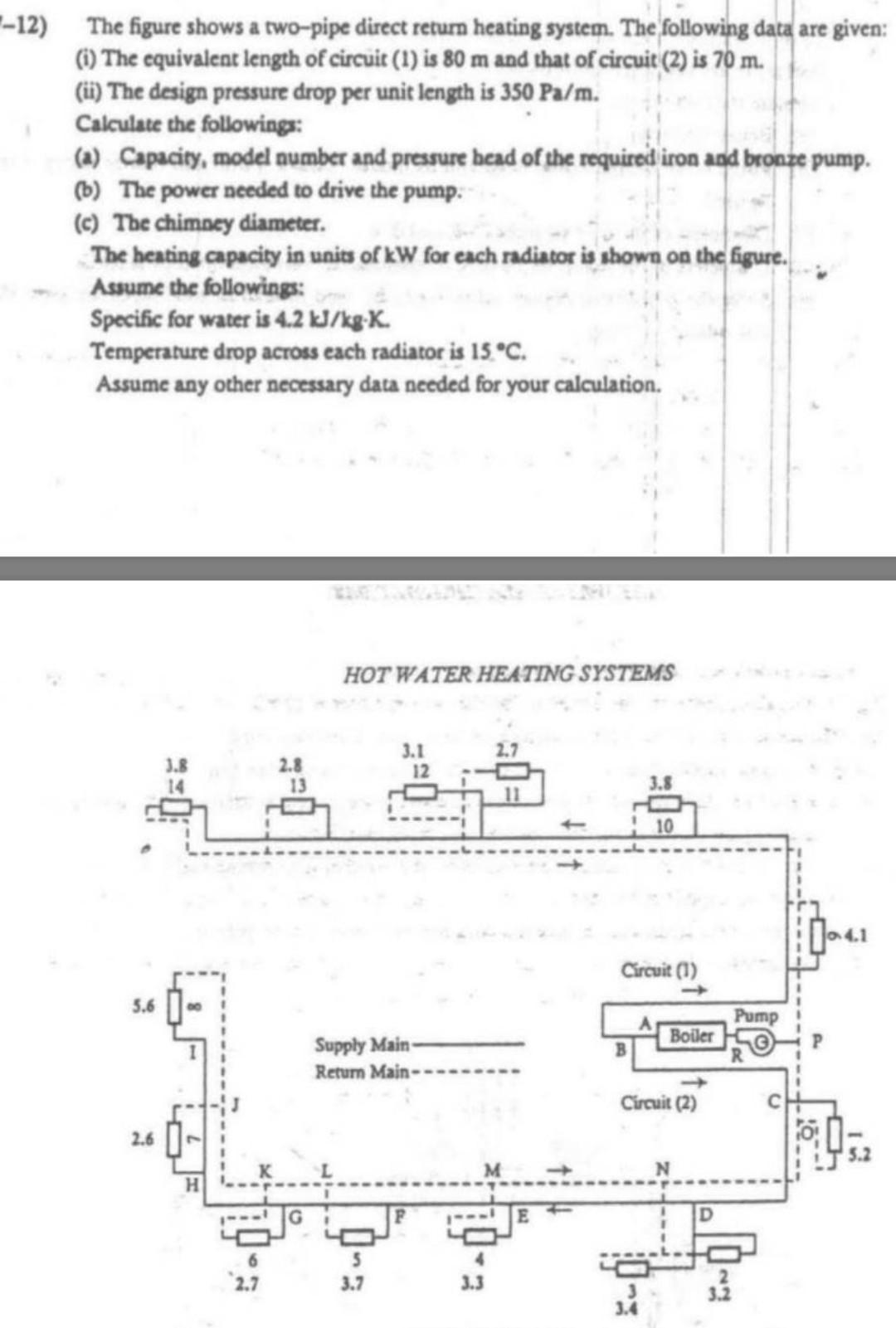 -12) The figure shows a two-pipe direct return | Chegg.com