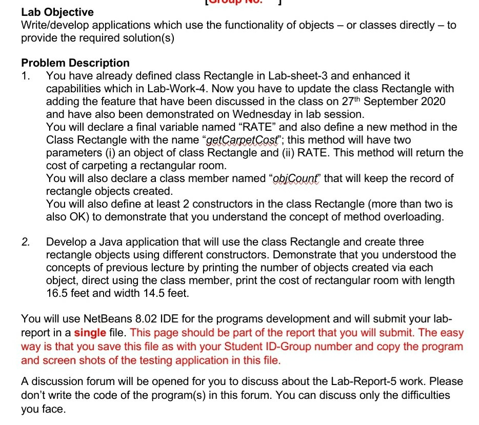 Solved Lab Objective Write/develop applications which use | Chegg.com