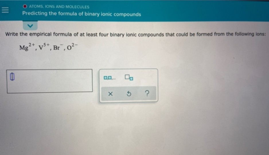 Solved O ATOMS, IONS AND MOLECULES Predicting the formula of | Chegg.com