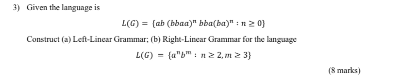 Solved Given the language | Chegg.com
