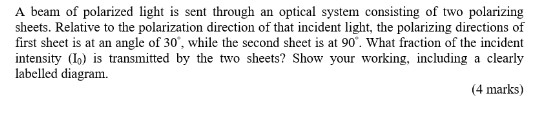 Solved A beam of polarized light is sent through an optical | Chegg.com