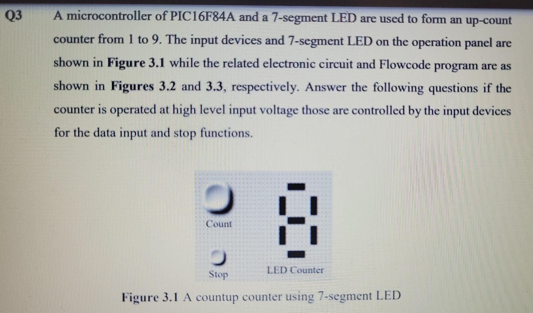 Solved Q3 A microcontroller of PIC16F84A and a 7-segment LED | Chegg.com