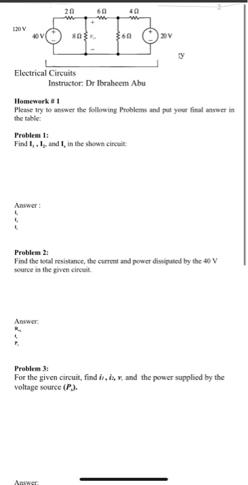 Solved 60 20 W 40 w + 120 V 40 V 80 20 V Electrical Circuits | Chegg.com