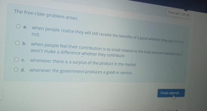 Solved The free-rider problem arisesa. ﻿When people realize | Chegg.com