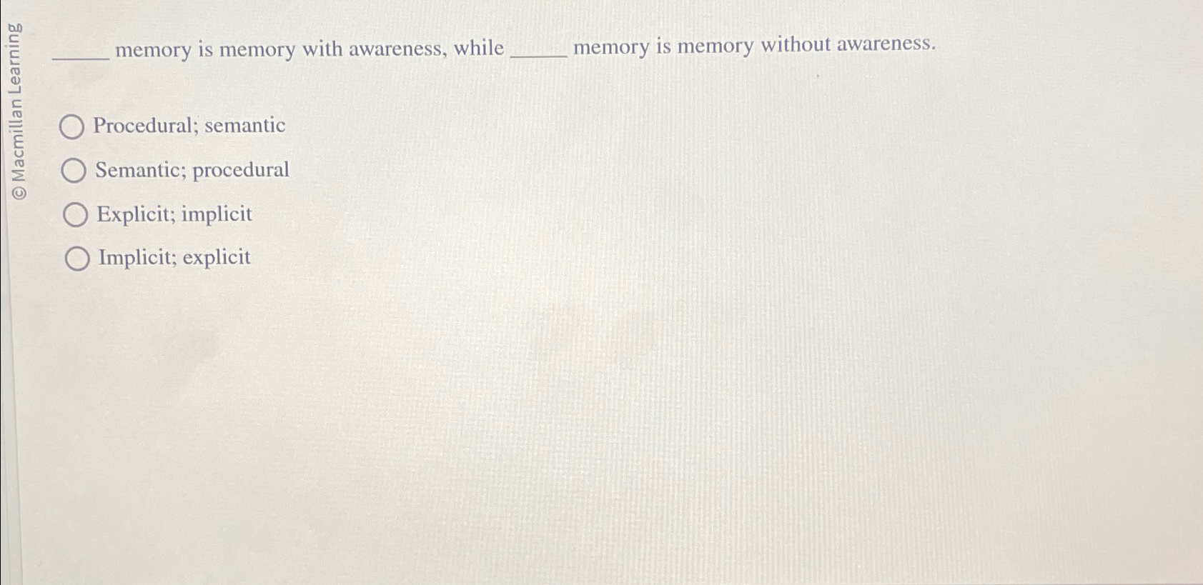 Solved memory is memory with awareness, while memory is | Chegg.com