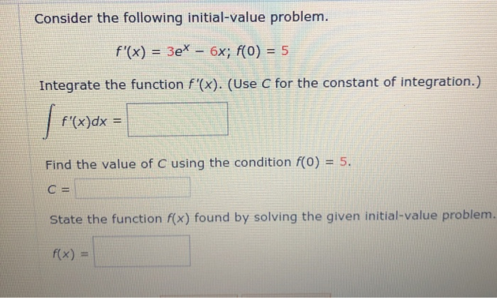 Solved Consider the following initial-value problem. f'(x) = | Chegg.com
