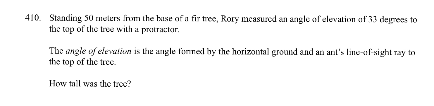 Solved Standing 50 ﻿meters from the base of a fir tree, Rory | Chegg.com