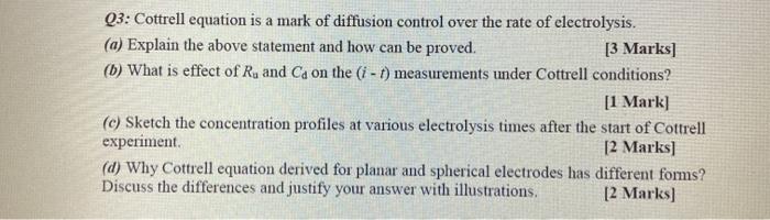 03: Cottrell equation is a mark of diffusion control | Chegg.com