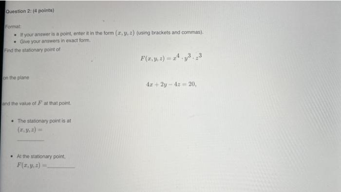 Solved Format: - If your answer is a point, enter it in the | Chegg.com