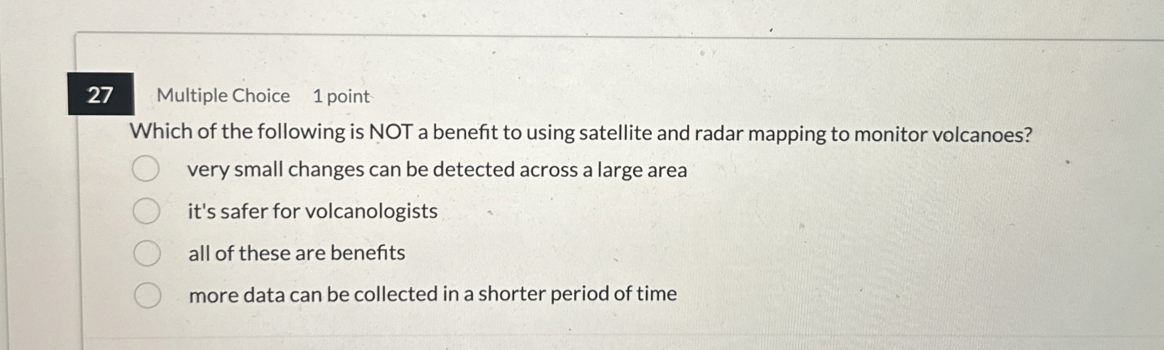 High Quality SOLUTION 27Multiple Choice 1 ﻿pointWhich of the following is | Chegg.com