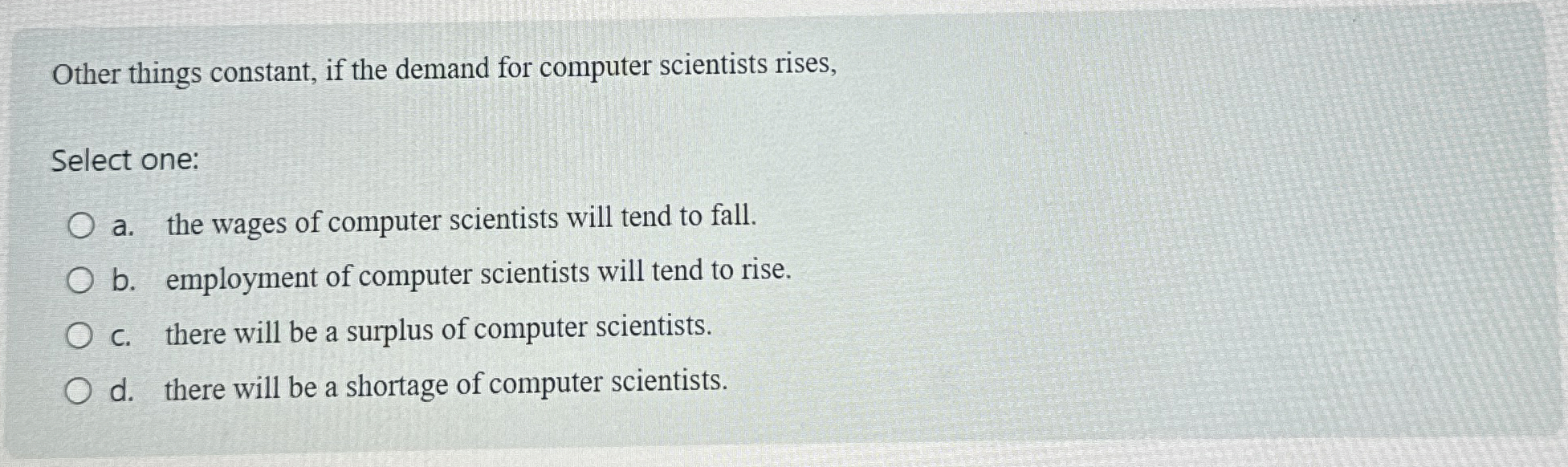 Solved Other things constant, if the demand for computer | Chegg.com