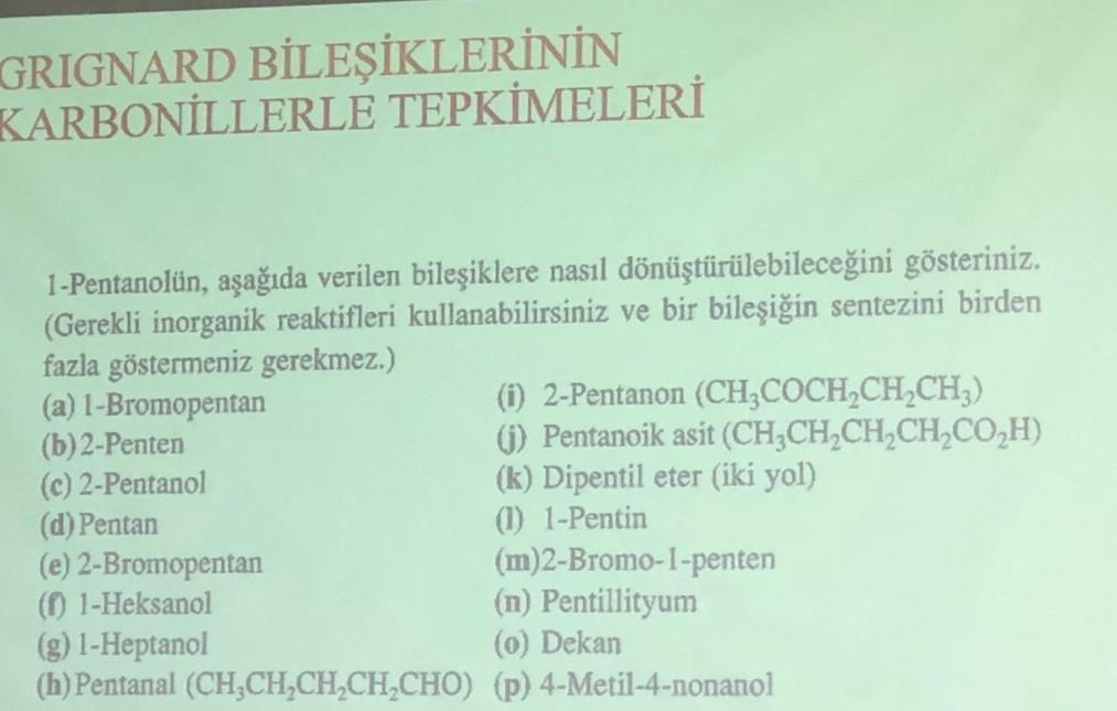 Solved Show how 1-pentanol can be converted to the following | Chegg.com