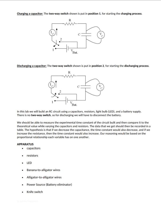 Solved RC Circuits PURPOSE: In this lab we will create a RC | Chegg.com