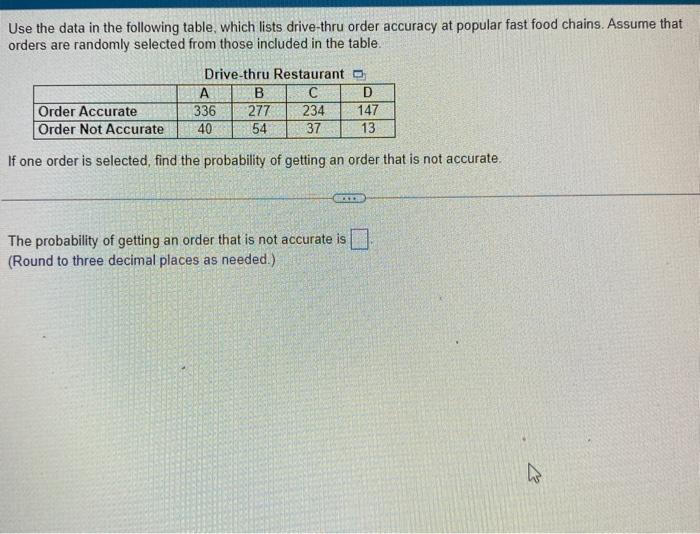 Solved Use the data in the following table, which lists | Chegg.com