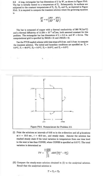 Solved 3.5 A long, rectangular bar has dimension of L by W. | Chegg.com