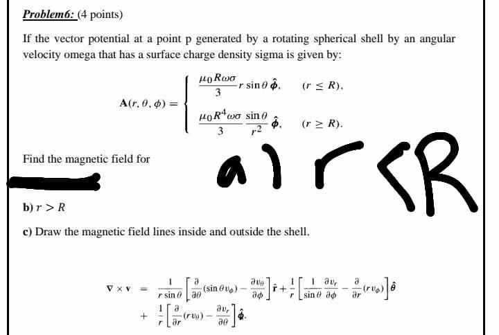 Solved Problem6: (4 points) If the vector potential at a | Chegg.com