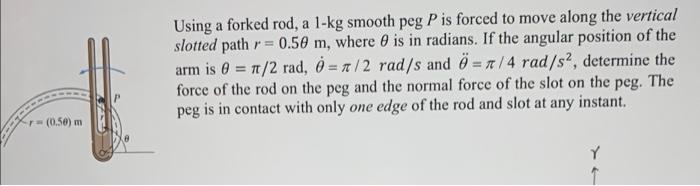 Solved r-(0.50) m Using a forked rod, a 1-kg smooth peg P is | Chegg.com