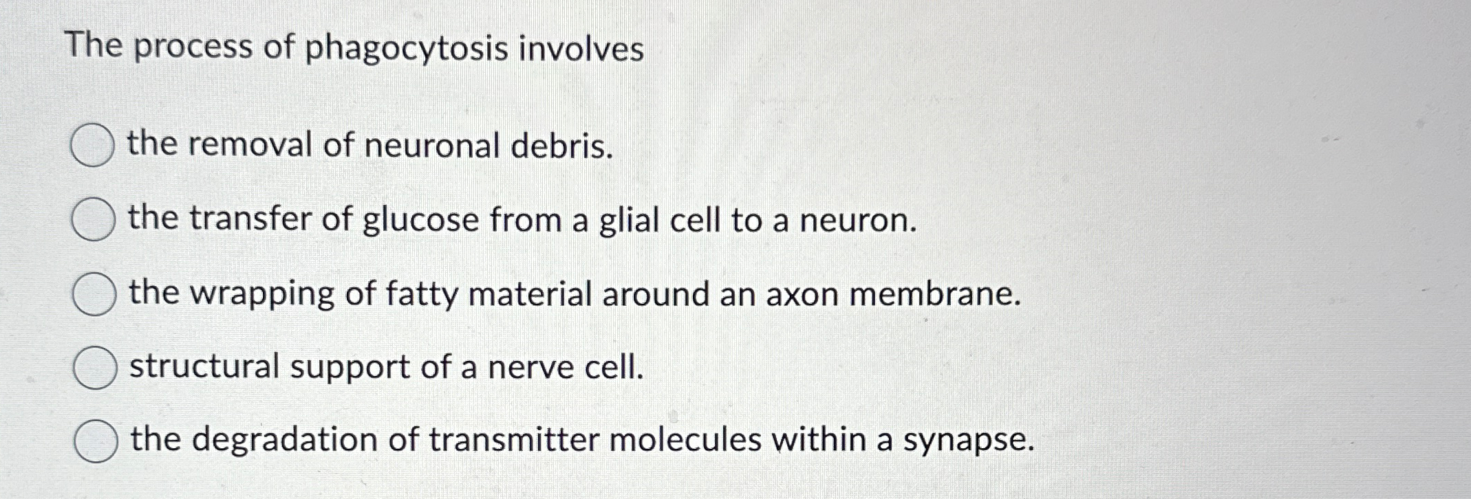 Solved The process of phagocytosis involvesthe removal of | Chegg.com