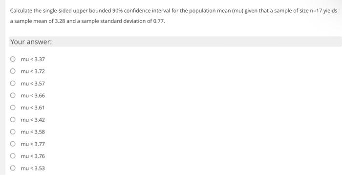 Solved Calculate the single-sided upper bounded 90% | Chegg.com