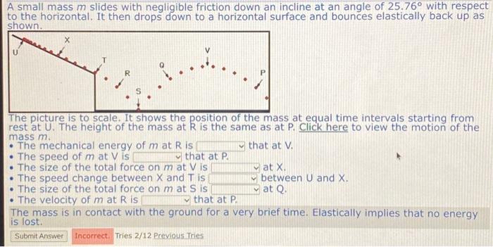Solved A small mass m slides with negligible friction down | Chegg.com