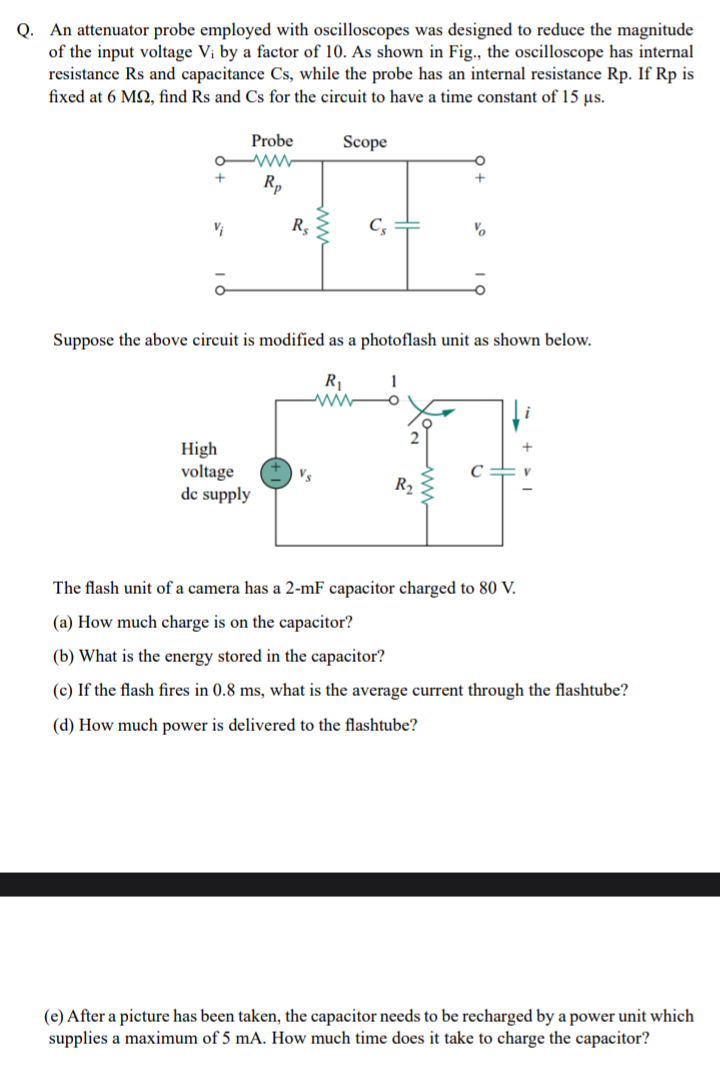 Solved Q. An attenuator probe employed with oscilloscopes | Chegg.com