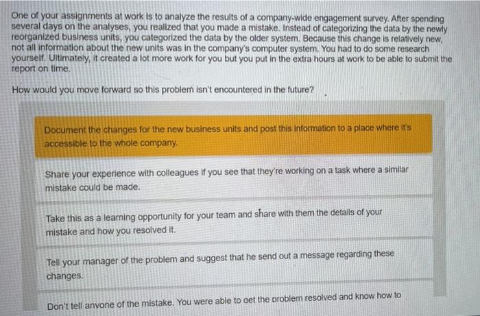 Solved One of your assignments at work is to analyze the | Chegg.com