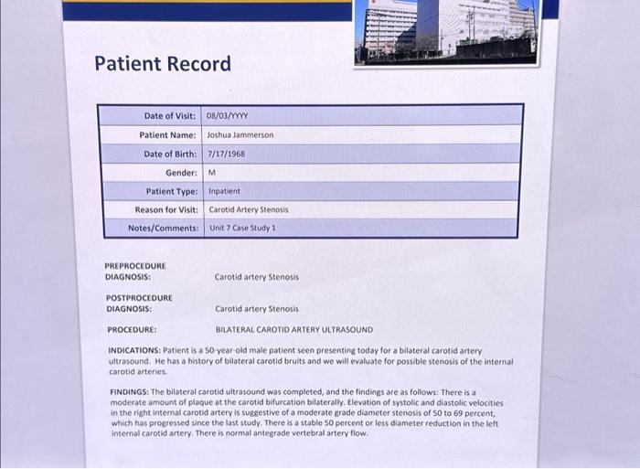 Solved Patient Record Date of Visit: Patient Name: Date of | Chegg.com