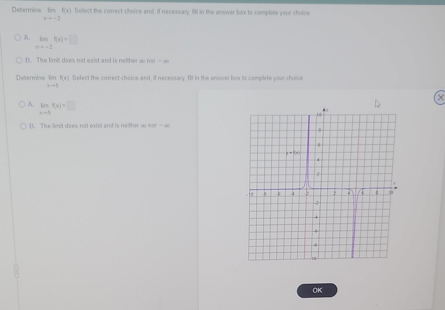 Solved Determine limx→−2f(x) Select the correct choice and, | Chegg.com