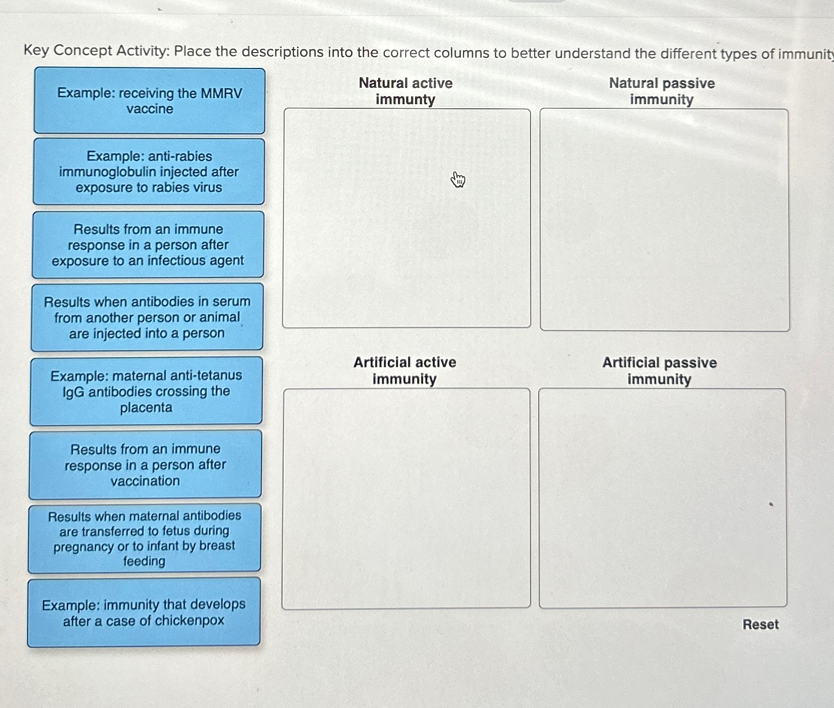 Solved Key Concept Activity: Place the descriptions into the | Chegg.com