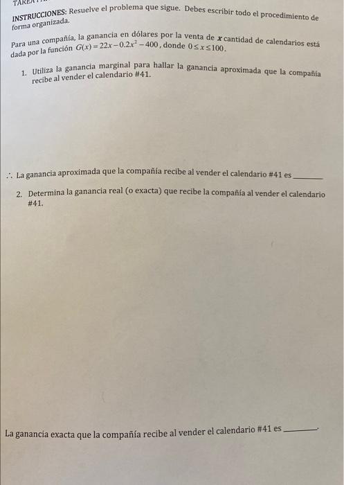 Solved INSTRUCCIONES: Resuelve el problema que sigue. Debes | Chegg.com Solved INSTRUCCIONES: Resuelve el problema que sigue. Debes | Chegg.com