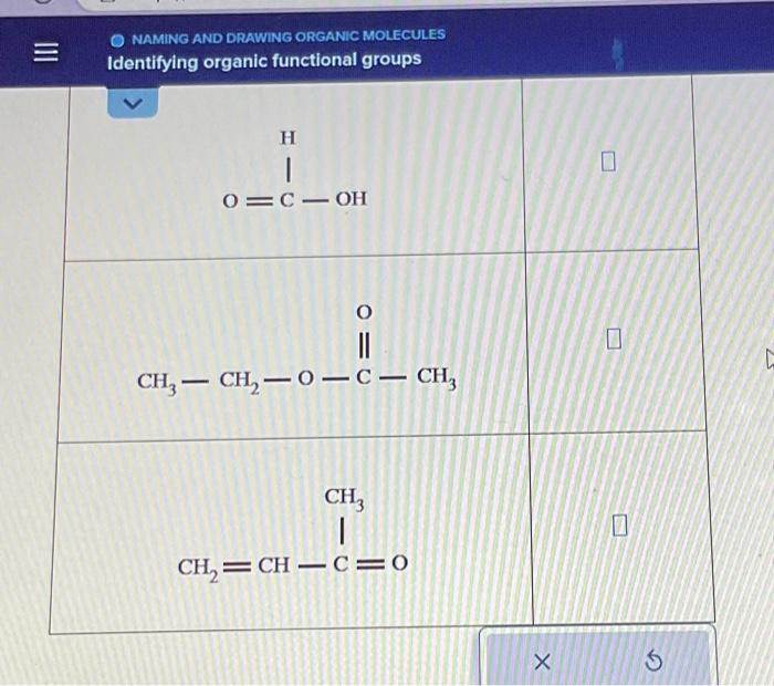 Solved = O NAMING AND DRAWING ORGANIC MOLECULES Identifying | Chegg.com