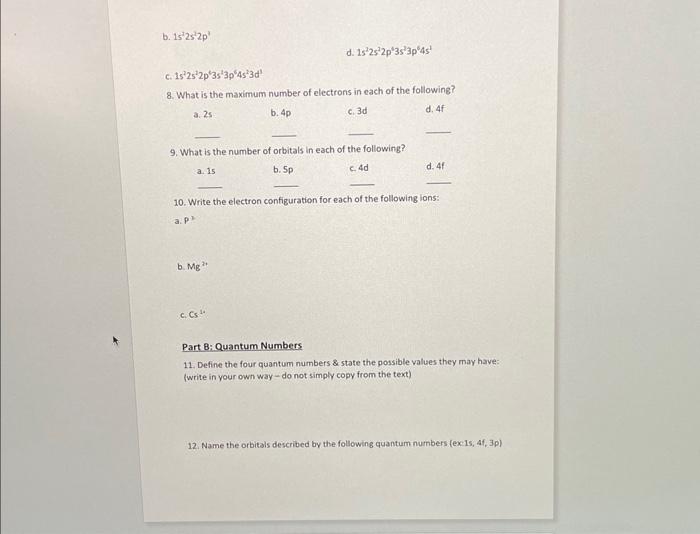Solved Electron Configuration. Part A: Orbital Diagram Use | Chegg.com