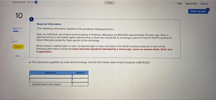 Solved Homework - CH 11 Hello Save & Exit Check my work 10 | Chegg.com