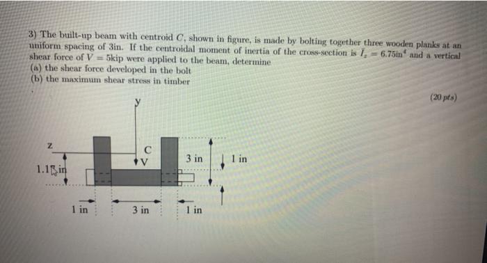Solved 3) The built-up beam with centroid C, shown in | Chegg.com