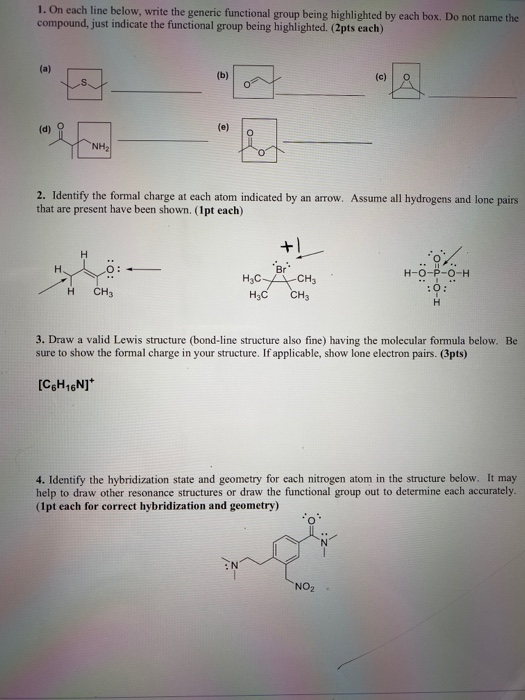Solved 1. On each line below, write the generic functional | Chegg.com