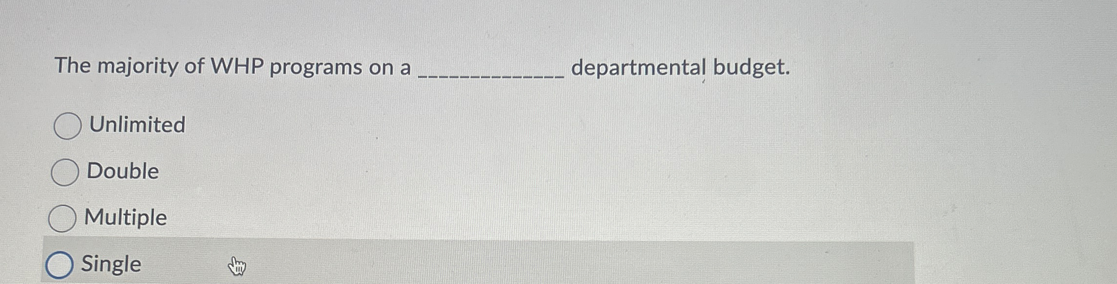 Solved The majority of WHP programs on a ﻿departmental | Chegg.com