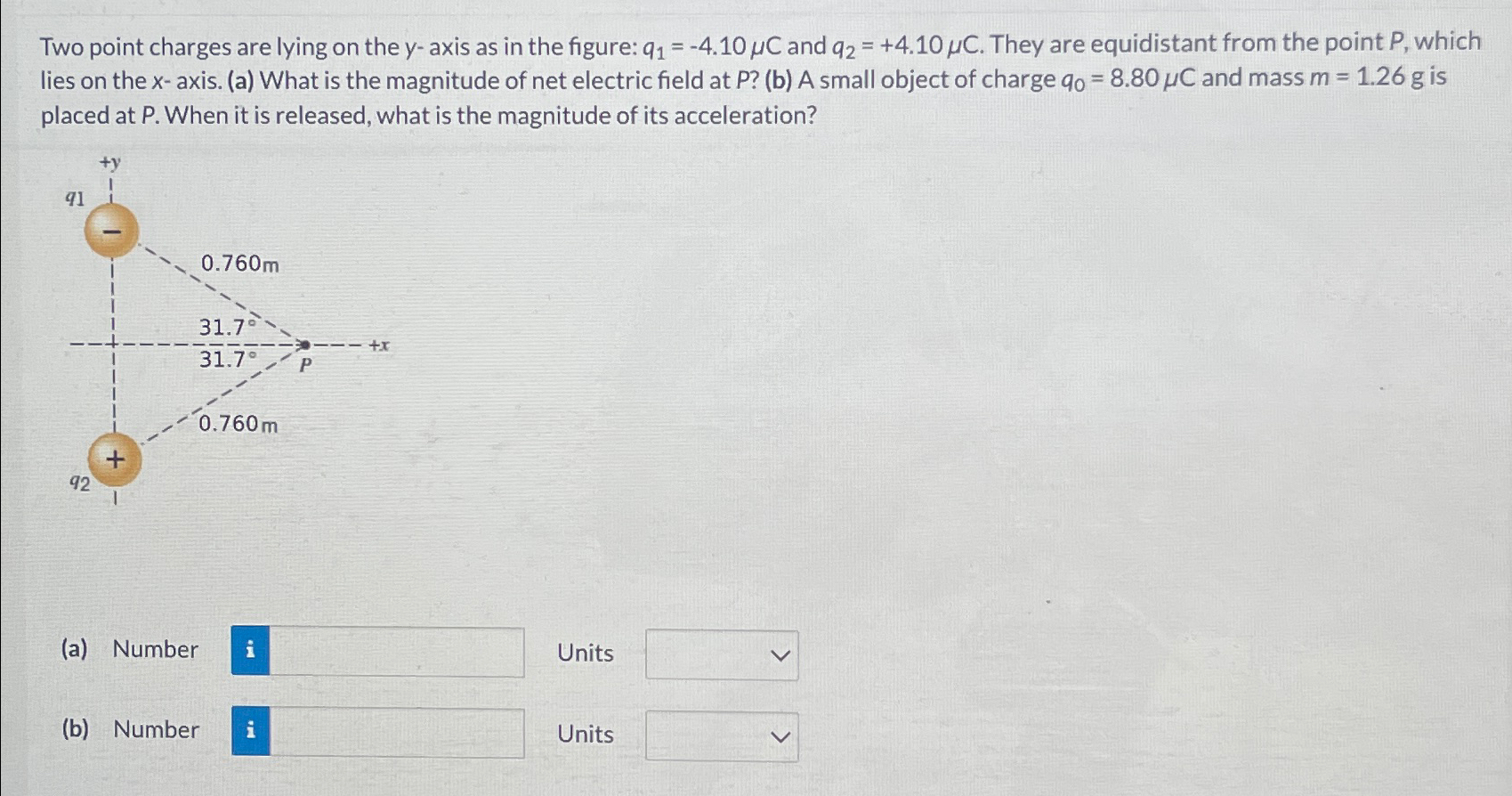 Solved Two point charges are lying on the y - ﻿axis as in | Chegg.com