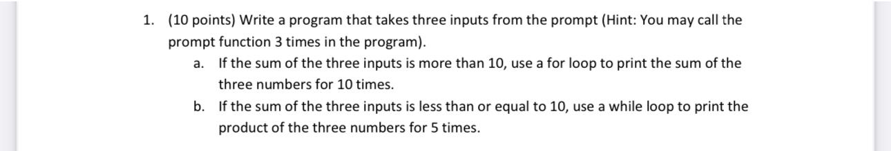 Solved (10 ﻿points) ﻿Write a program that takes three inputs | Chegg.com