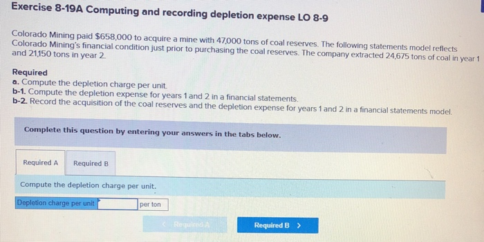 Solved Exercise 8-19A Computing and recording depletion | Chegg.com