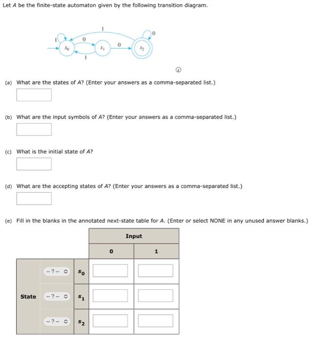Solved Let A be the finite-state automaton given by the | Chegg.com